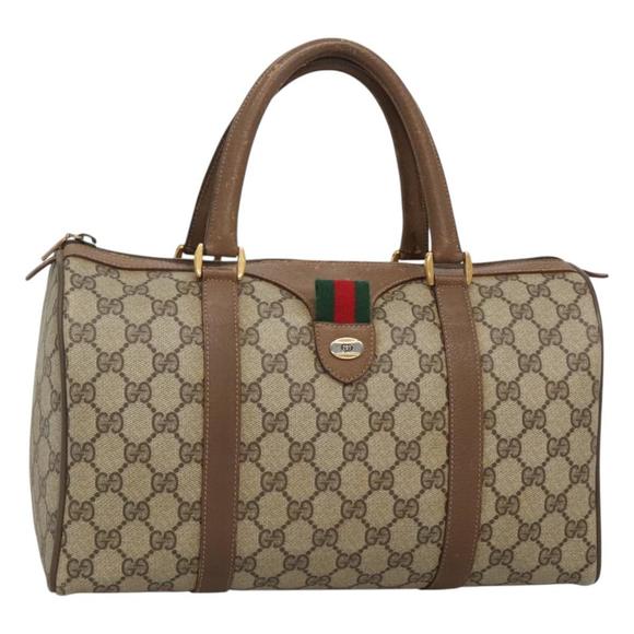 Gucci | Bags | Gucci Gg Supreme Web Sherry Line Boston Bag Pvc Beige ...